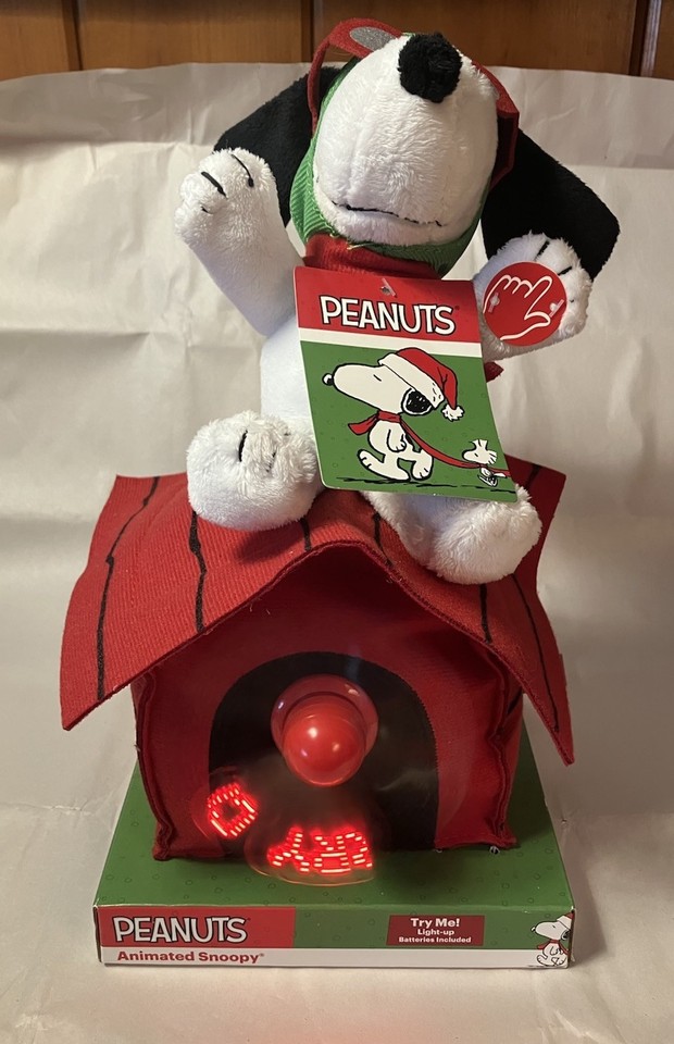 Peanuts Snoopy Red Baron Christmas Lights Up Spinning Propeller Musical ...