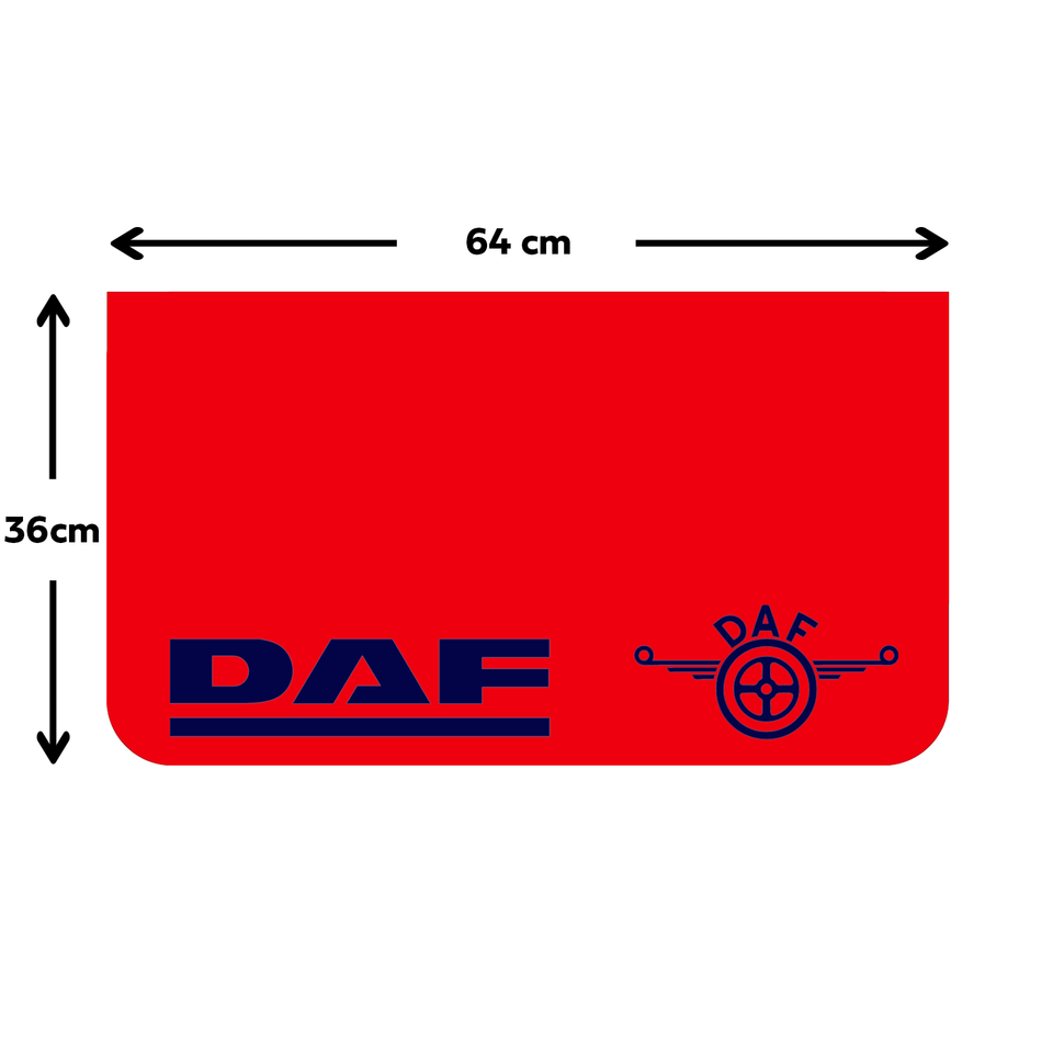DAF Lorry HGV Rear Mudflaps 36x64cm Red PVC Mud Flaps Dark Blue Text ...