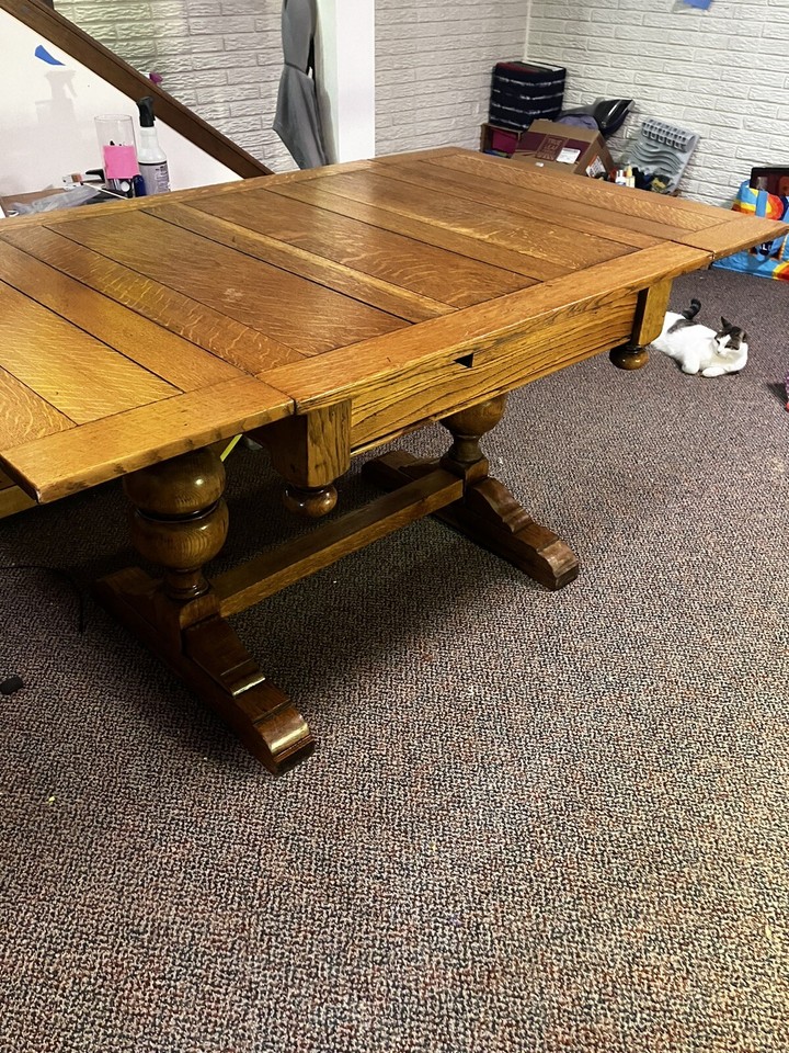 Antique Oak Draw Leaf Pub Table | eBay