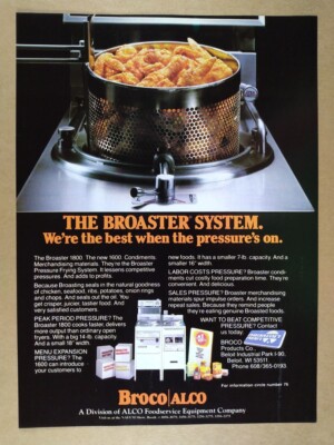 1985 Broco Broaster 1800 1600 Pressure Frying System vintage print Ad ...