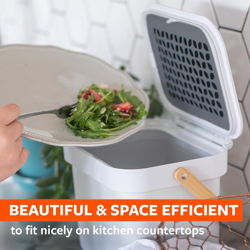 Stainless Steel Compost Bin Odor Control Easy Clean Kitchen Waste ...
