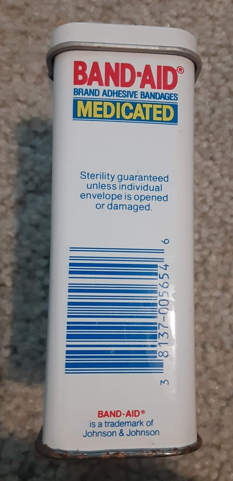 VTG Band Aid Tin-Medicated Sterile plastic bandages 3/4" x 3" -Johnson ...