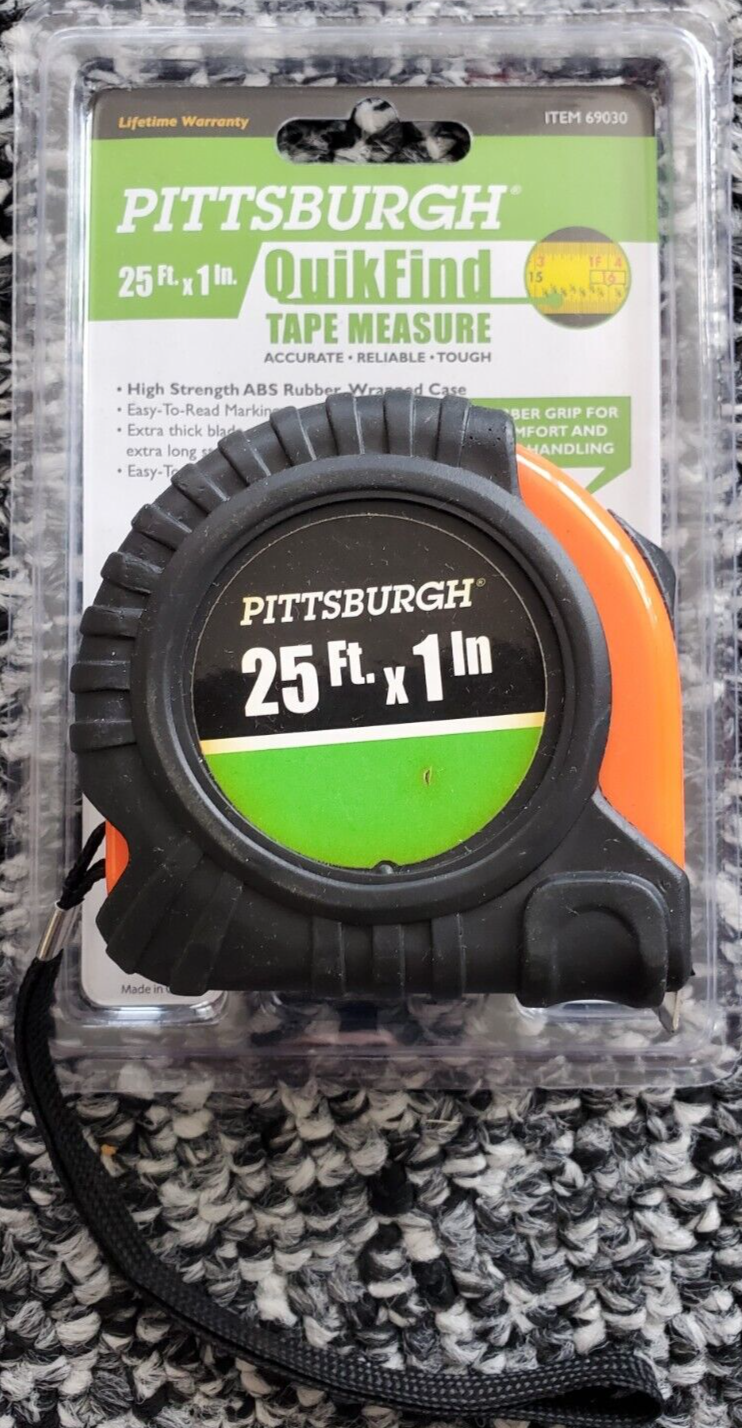 TAPE MEASURE Pittsburgh 25' by 1" QuikFind with ABS CASING STEEL ...