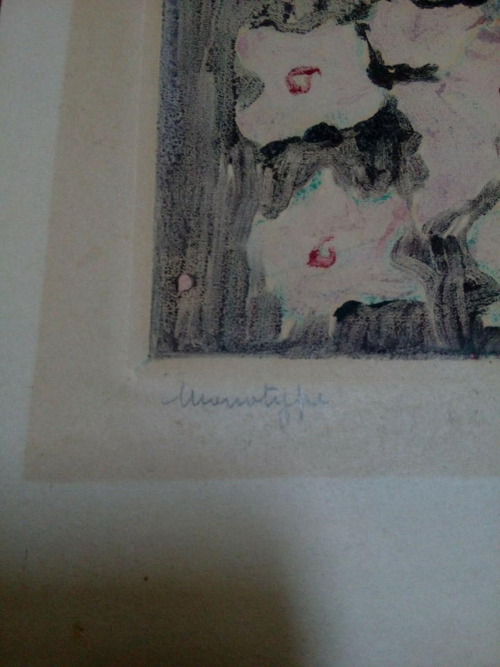 Superbe MONOTYPE (Pièce unique) "Fleurs" signé Simone Ramel (Nancy ...