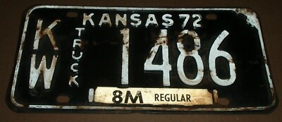 1972 Kansas License Plate KW 1486 Kiowa County Truck Tag | eBay