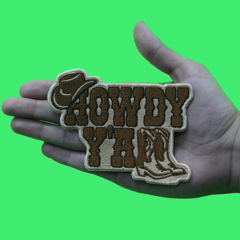 Howdy Yall Boots With Hat Patch Cowboy Western Embroidered Iron On | eBay