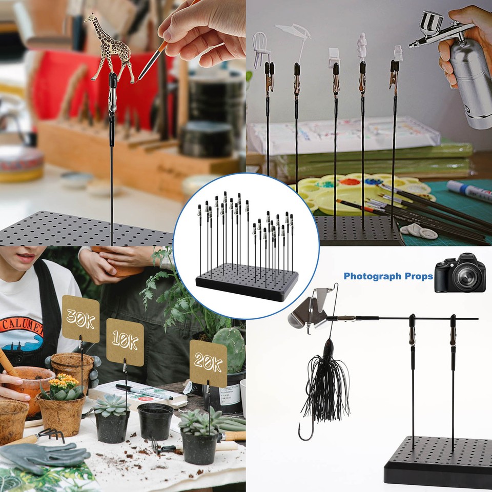 Model Painting Stand Set 14*9 Holes Base Alligator Clips Rubber Covers ...