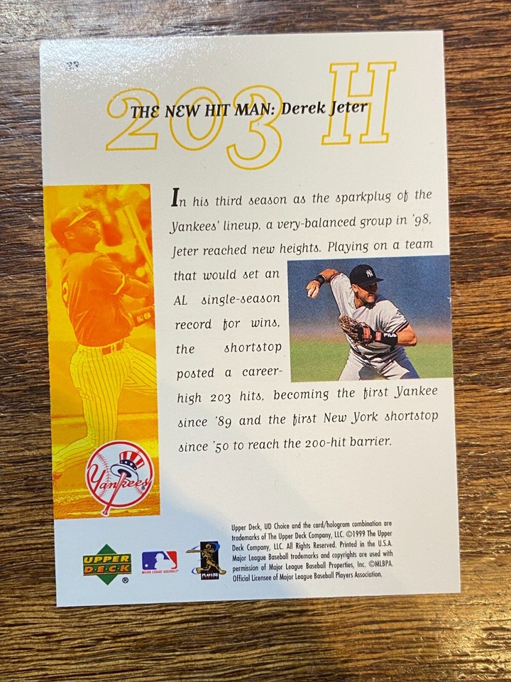 1999 Upper Deck UD Choice - Cover Glory #33 Derek Jeter New York ...