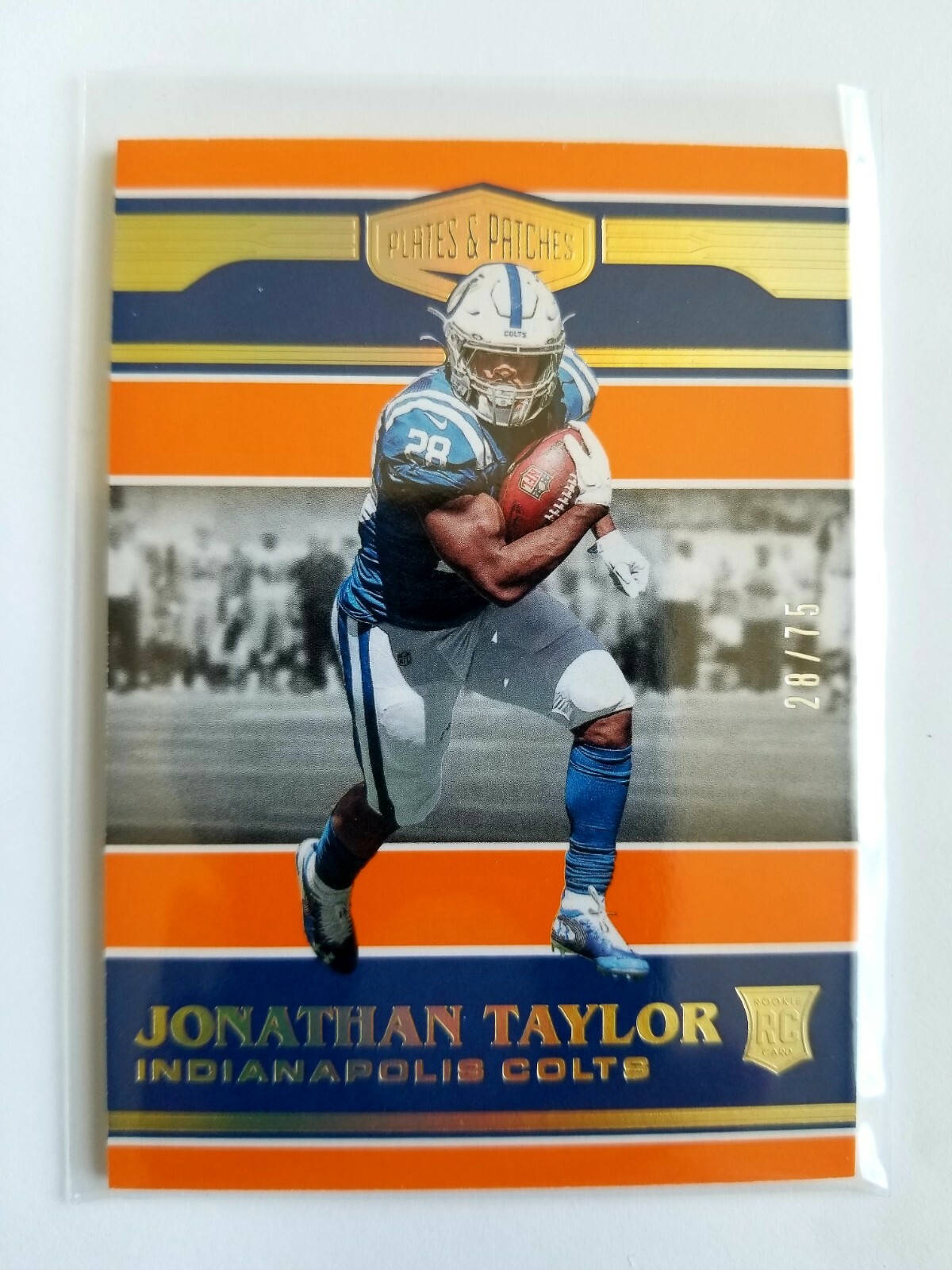 2020 PANINI PLATES & PATCHES ORANGE JONATHAN TAYLOR RC! 28/75! 1/1 ...