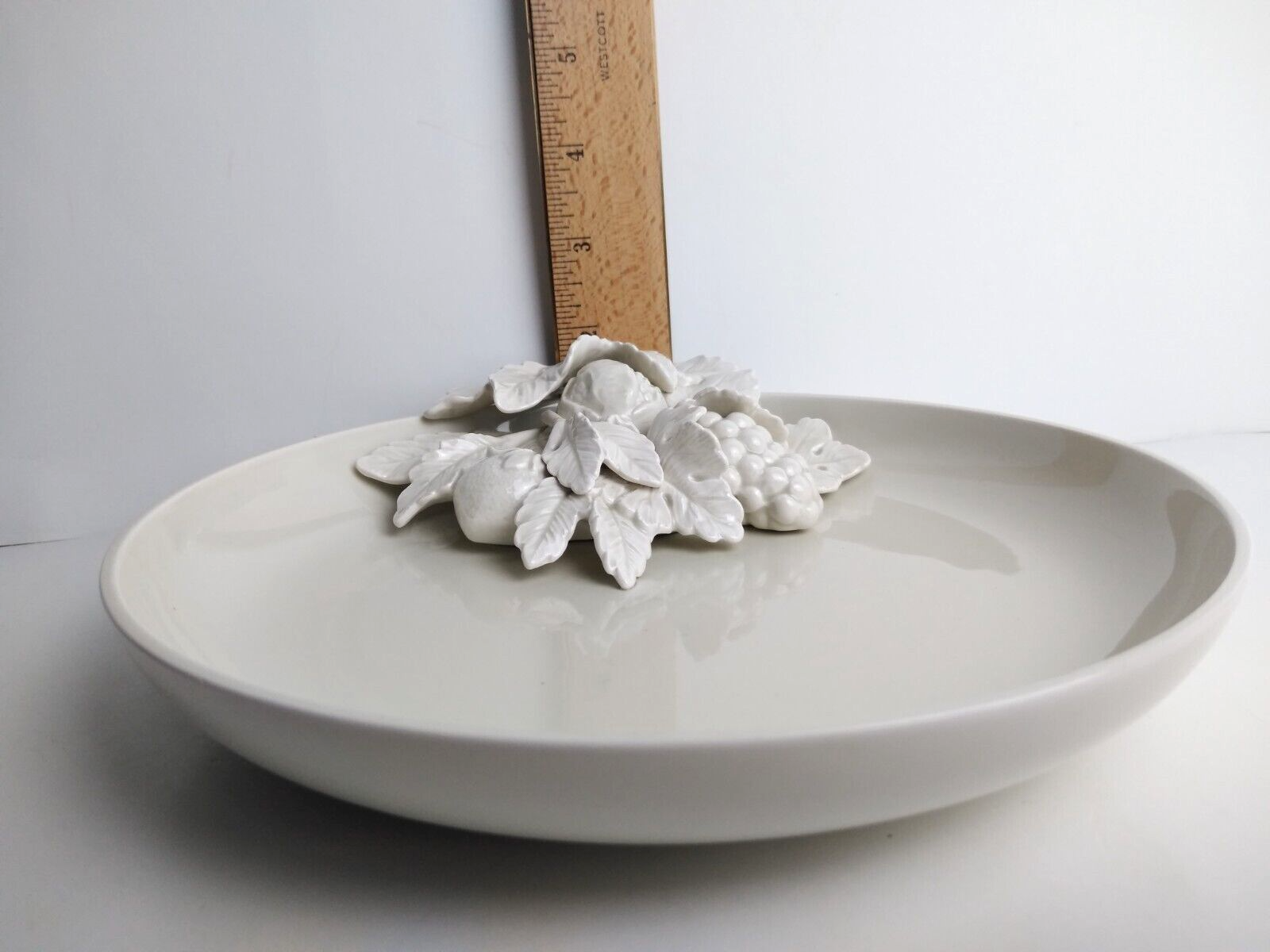 Vintage Fitz & Floyd White Ivory Serving Plate 3D Fruits & Leafs 1977 ...
