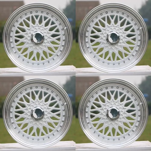 18" Wheels 18x8 +35 5x120 CB 73.1 White RS Mesh Style Rims Set 4 | eBay