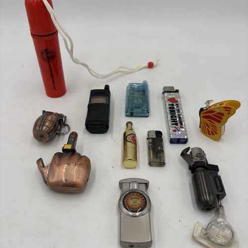 Lot 10 Vintage Novelty Lighters Collection Tested & Boating Container ...