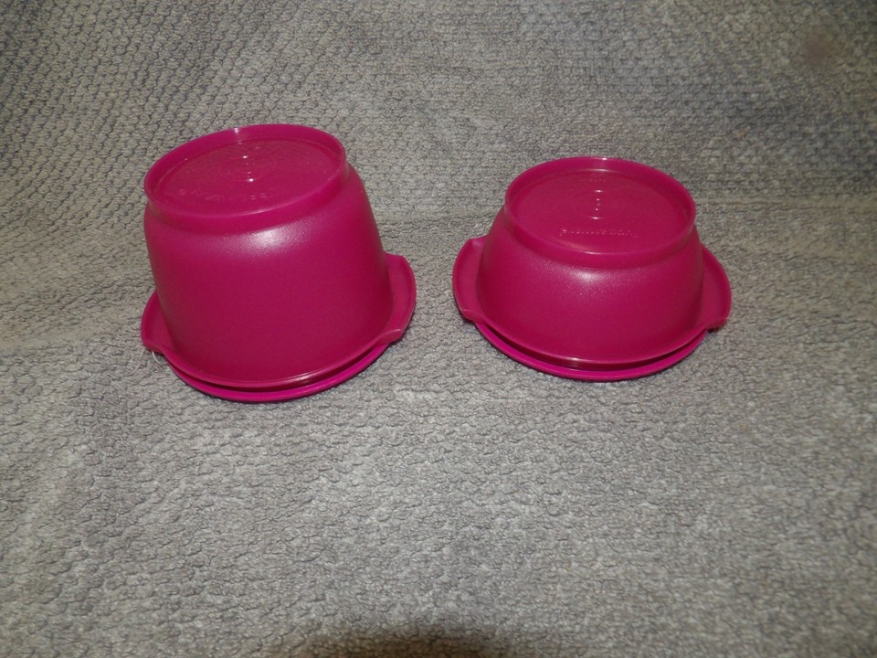 TUPPERWARE Servalier Bowls 10 & 20 oz Capacity Dark Pink Set of 2 w ...