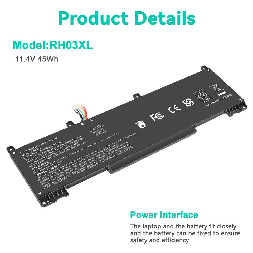 45Wh RH03XL Battery For HP ProBook 430 440 445 450 630 640 650 G8 HSTNN ...