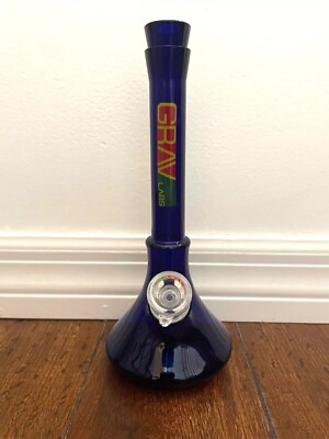 10" Grav Premium Glass Water Pipe Beaker Bottom Blue 14mm | eBay