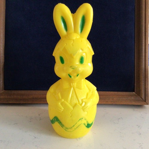 Vintage Plastic Blow Mold Yellow Easter Bunny "Hatch Out of Egg ...