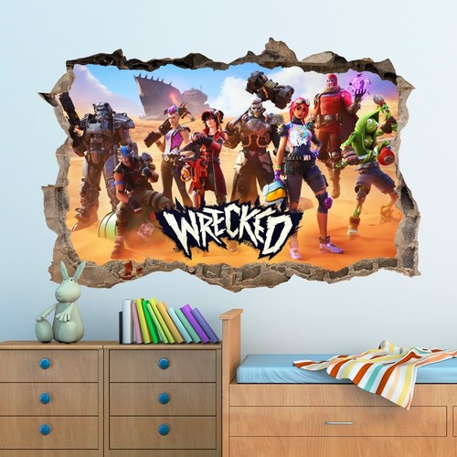 FORTNITE Wall Sticker Wrecked Art Game Bedroom Decal Print Boys Girls ...