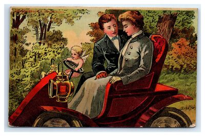 Postcard- COMIC COUPLE IN CAR ANGEL DRIVING | eBay