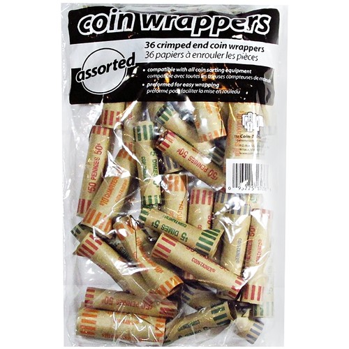 72 Assorted Coin Wrappers Preformed Rolls Paper Tubes Holds Crimped End ...