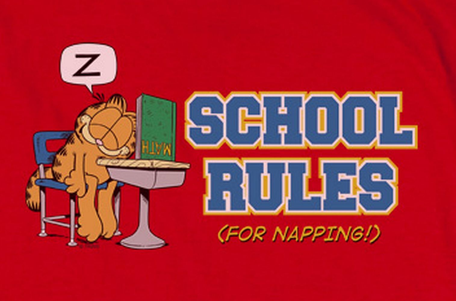 Garfield "School Rules" Pullover Hoodie, Sweatshirt or Long Sleeve T ...