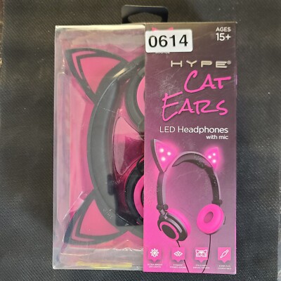 Hype Cat Ears LED Lights Pink Headphones With In-Line Mic | eBay
