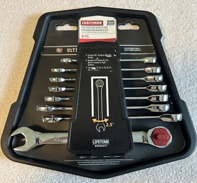 Craftsman 8-Pc 144 Position Ratcheting Combination Wrench Set Metric ...