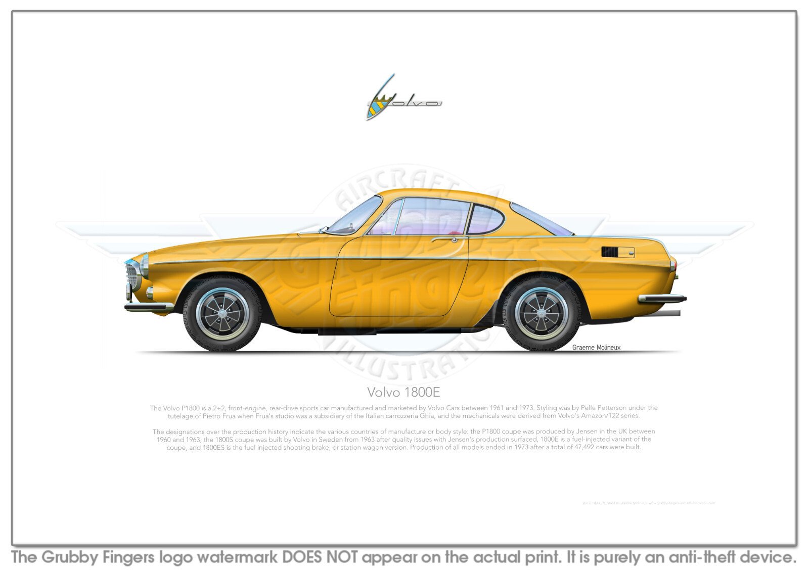 VOLVO 1800E MUSTARD - A3+ Profile Print | eBay