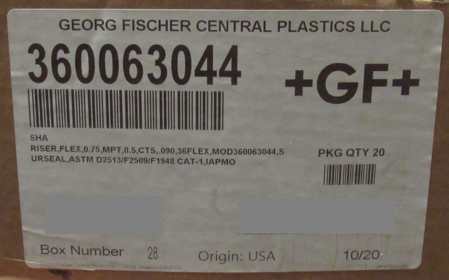 NEW GF Service Head Adapter Flexible Riser for Gas PE Pipe 36" 3/4"MPT ...