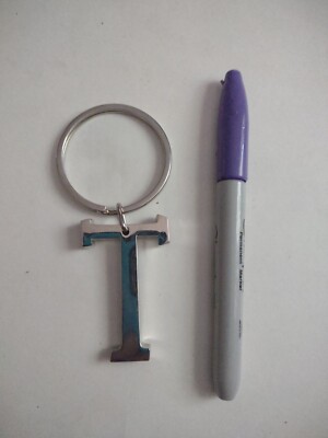Vintage Ganz Letter T Keychain Silver Tone Large | eBay