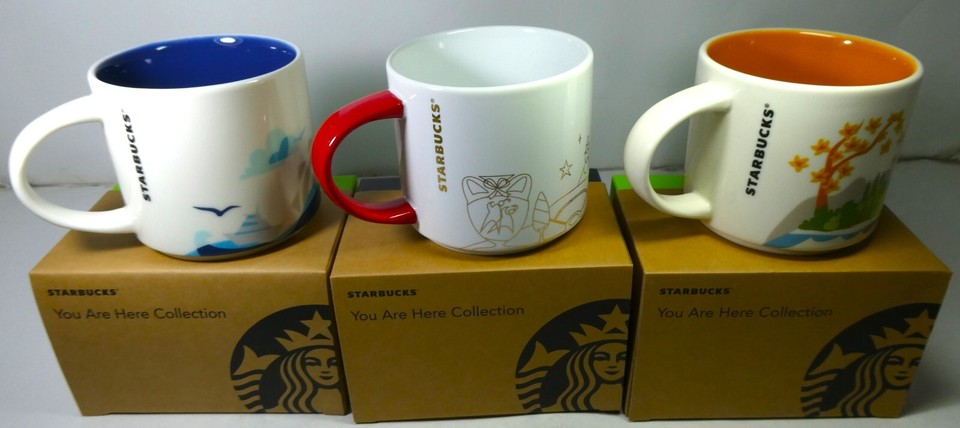 Starbucks 3 Coffee Mugs YAH Mykonos,Greece,Corfu 14 oz in Brand Box W ...