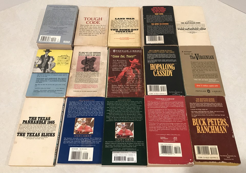 Vintage Western LOT OF 15 Paperback Novels Books Cowboy ASSORTED TITLES ...