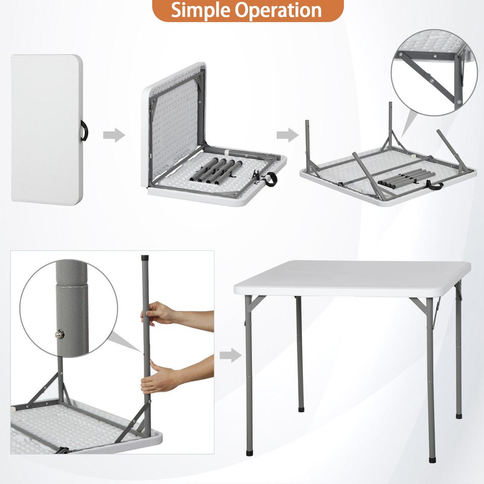 3 Foot Square Folding Card Table Indoor Outdoor Plastic Table w ...