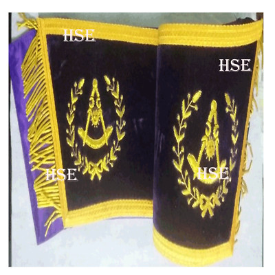 MASONIC GRAND LODGE PAST MASTER CUFF'S FULLY HAND EMBROIDERED PURPLE ...