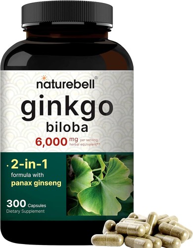 NatureBell Ginkgo Biloba 6,000mg with Panax Ginseng 500mg Per Serving ...