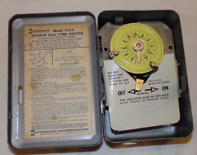 Intermatic Electromechanical Timer Box Model T104 24 Hour Dial Time ...