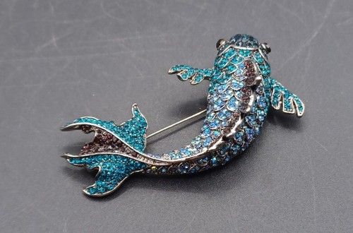 New Betsey Johnson Rhinestone Metal Blue Koi Fish Pin Brooch | eBay