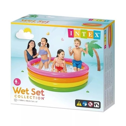 Intex Sunset Glow 4 Ring Pool Children's Swimming Pool 168CM LARGE ...