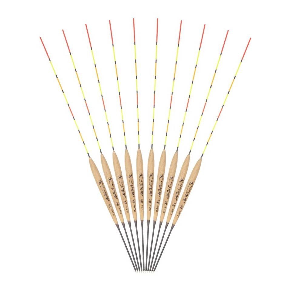 10pcs Fishing Tackle Floats Wood Bobber Floating Vertical Buoy Fish ...