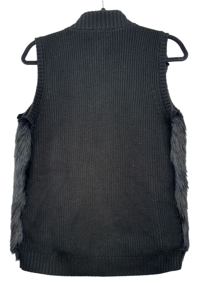 Calvin Klein Faux Fur Vest Gold Buckle Closures XS Black | eBay