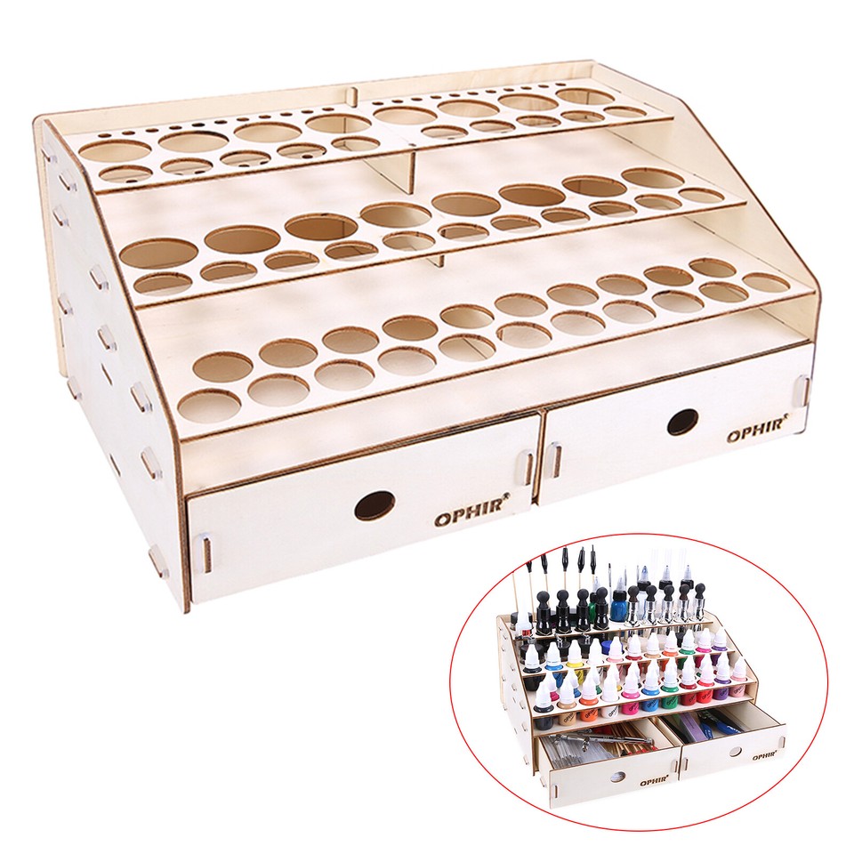 80 Holds Acrylic Paint Bottle Rack Model Organizer Stand Wooden Storage ...