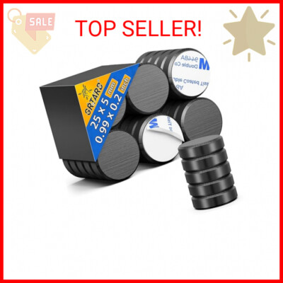 20 Pack 1 Inch (25mm) Magnets for Crafts with Adhesive Backing Ceramic ...