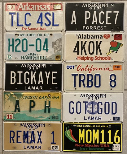 1990-2021 Lot of 10 Vanity mixed states License Plates | eBay