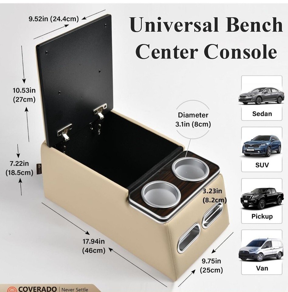 Coverado Car Center Console, Universal Rear Bench Seat Consoles | eBay
