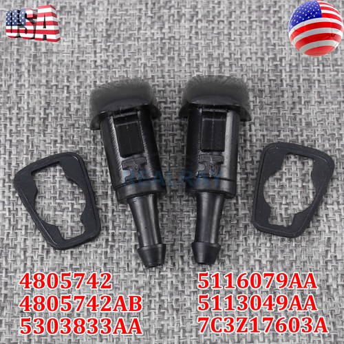 4805742AB 2x Windshield Washer Spray Nozzle For Chrysler Dodge Ram 1500 ...