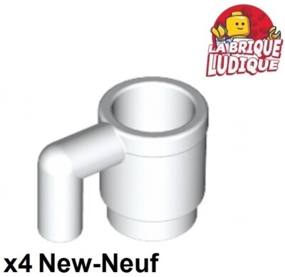 Lego 4x Minifig utensil tasse mug cup verre glass blanc/white 3899 NEUF ...