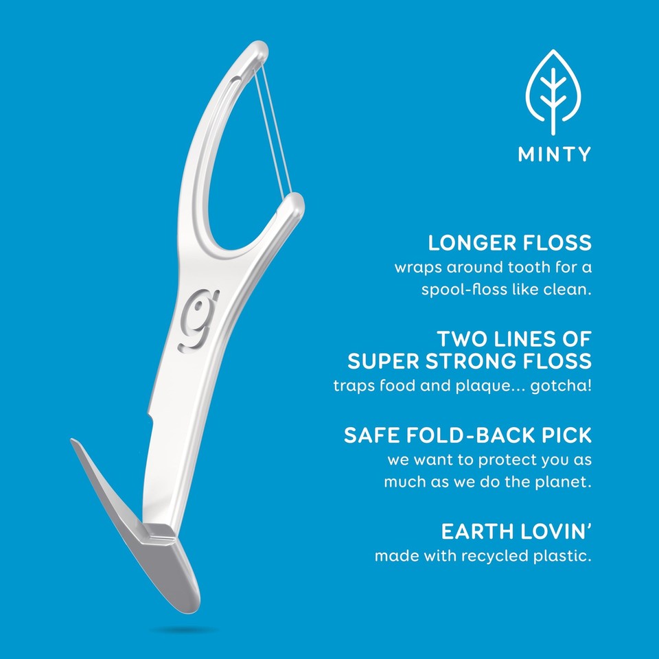 GRIN Double Flosspyx, Floss Picks, 75 Count, Dental Flossers, Minty ...