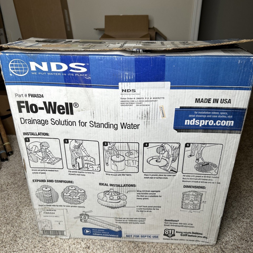 NDS FWAS24 Flo-Well Drainage Tank 50 Gal. Black Flowell | eBay