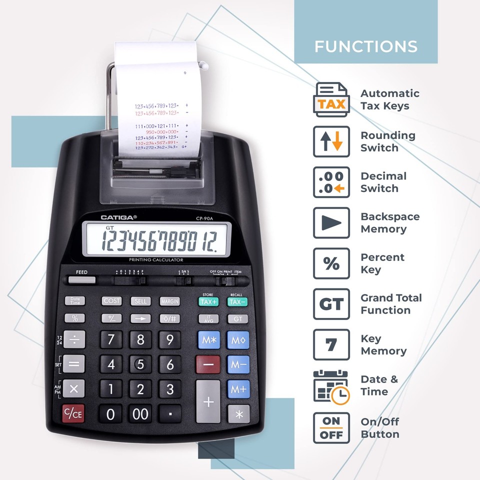 New Upgraded 2025 Printing Calculator Adding Machine 10 Key, Desktop ...