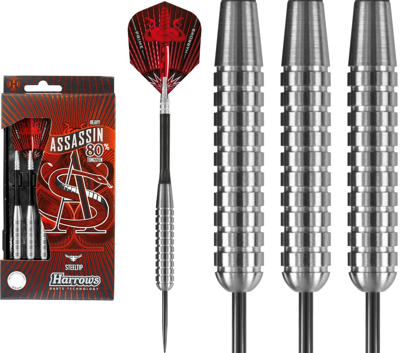 Harrows Assassin Darts - Steel Tip 80% Tungsten - Heavy Weight - 27g to ...