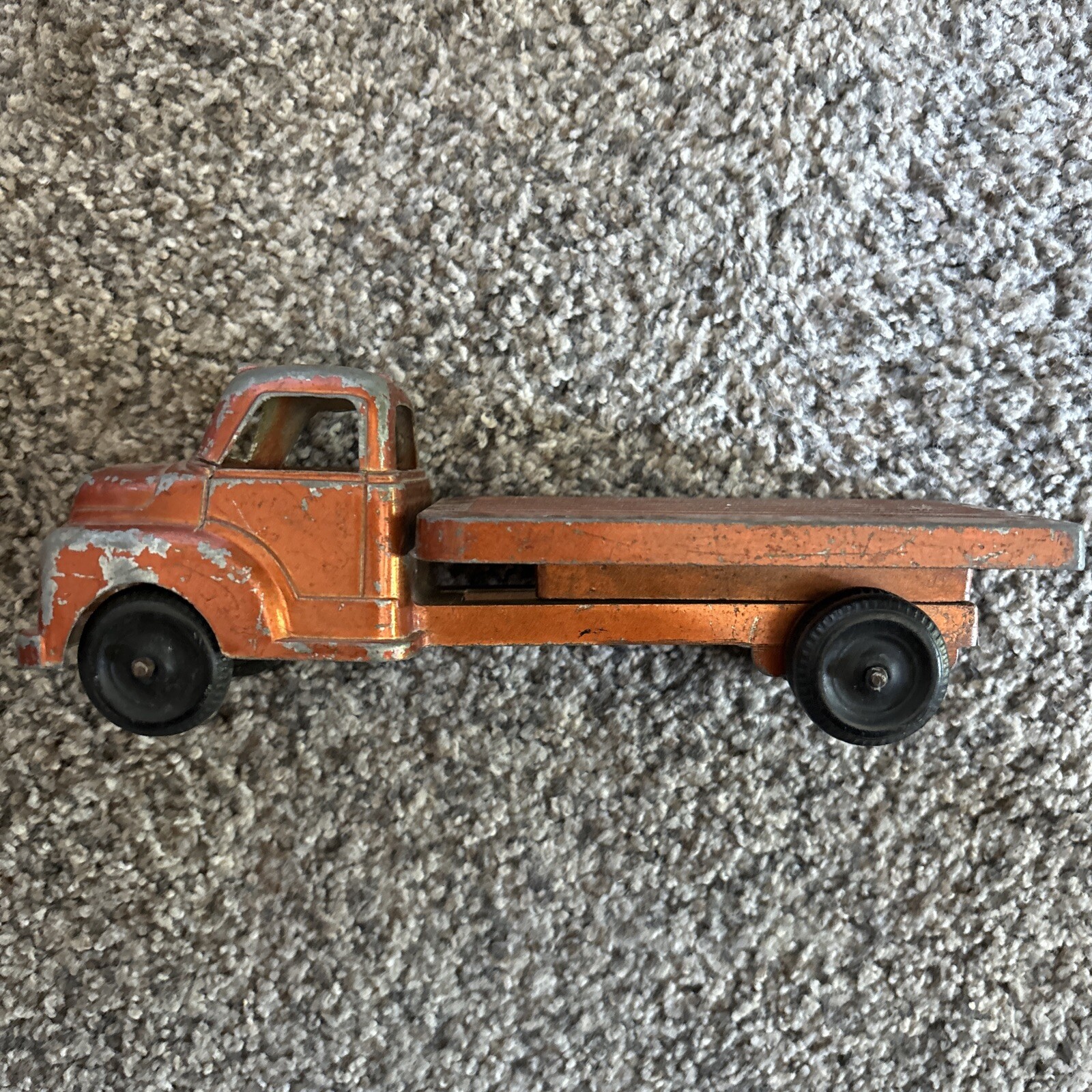 Structo Truck Diecast Farm Work Rig Metal Flatbed Stake 9” Orange 1/24 ...